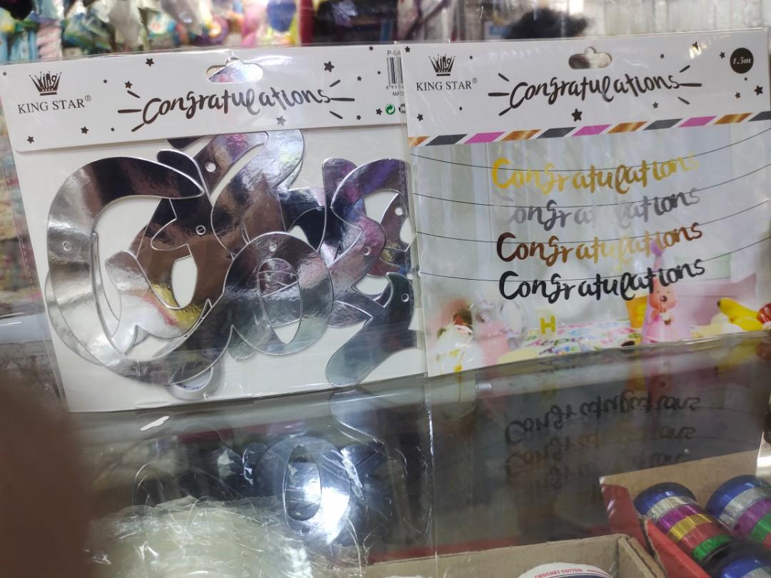 CONGRATULATIONS CURSIVE LETTER BANNER, Hobbies & Toys, Stationary ...