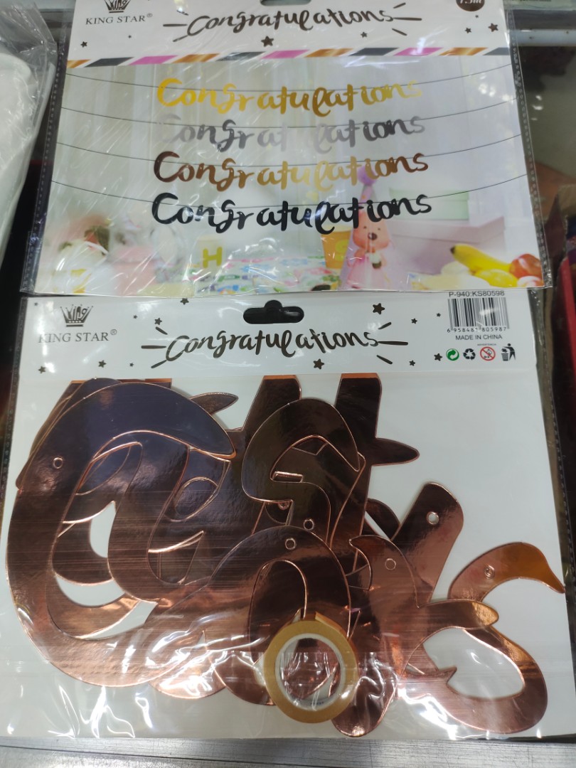 CONGRATULATIONS CURSIVE LETTER BANNER, Hobbies & Toys, Stationary ...