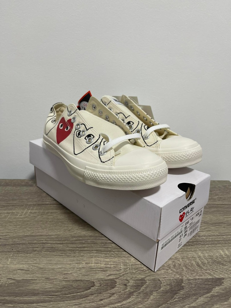 CONVERSE CDG PLAY LOW WHITE MULTI HEARTS, Men's Fashion, Footwear ...