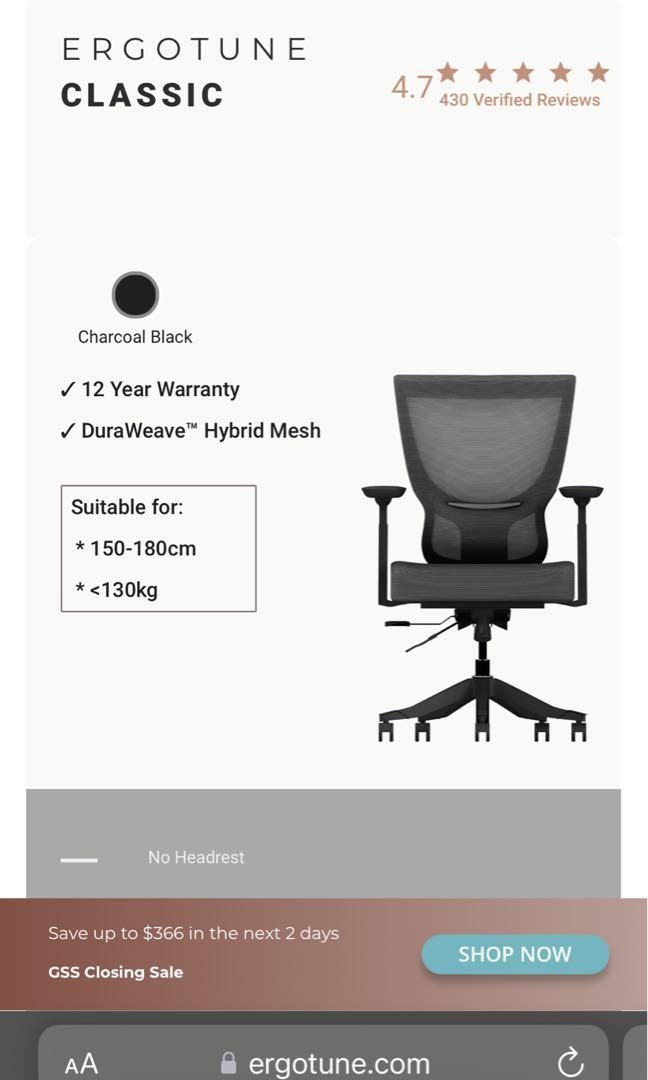 Ergotune Classic, Furniture & Home Living, Furniture, Chairs on Carousell