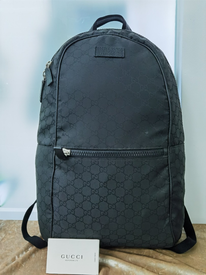 Gucci Rucksack Black Nylon Slim Backpack Mens Fashion Bags Backpacks On Carousell