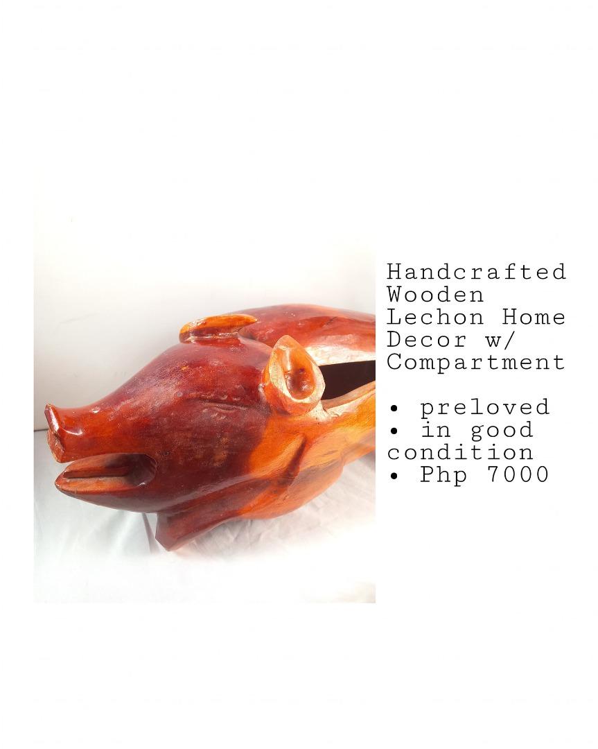 Handcrafted Wooden Lechon w/ Inner Compartment and Lid, Furniture ...