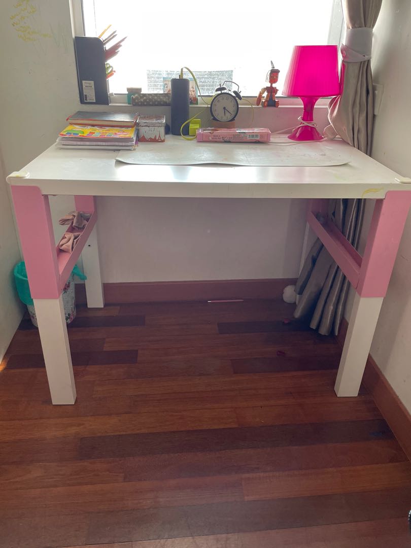 Height Adjustable kids table with storage shelves and stand, Babies ...