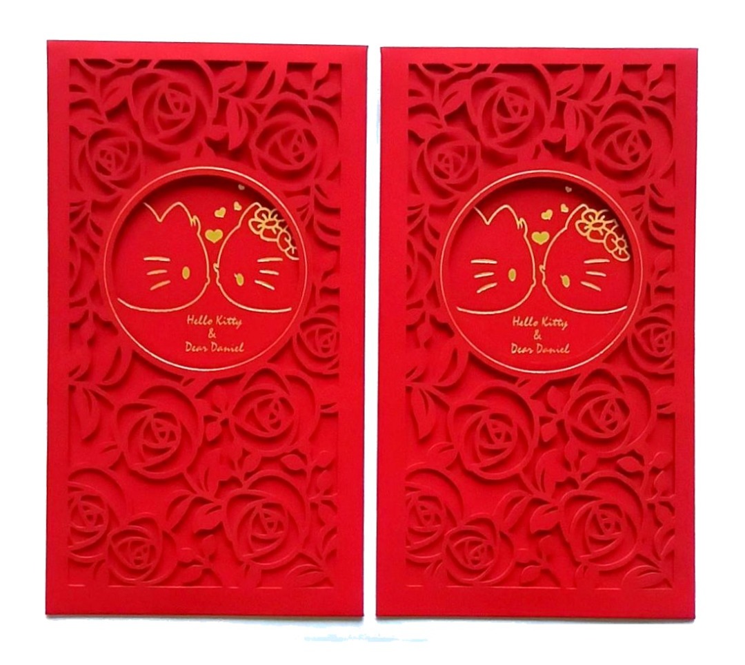 Hello Kitty Luxury Rose Laser Cut Out Wedding Red Packet Money Gift ...