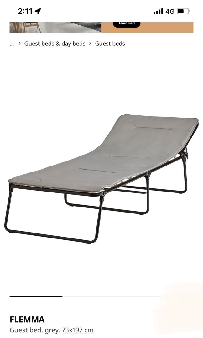 IKEA flemma foldable guest bed, Furniture & Home Living, Furniture, Bed ...