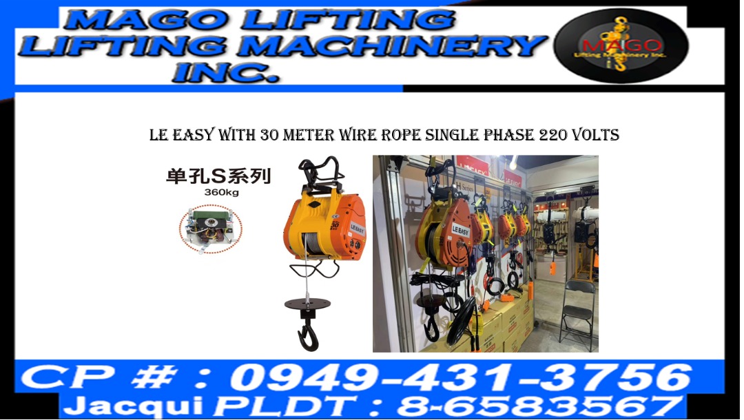 Le Easy With 30 Meter Wire Rope Single Phase 220 Volts (180KG ...