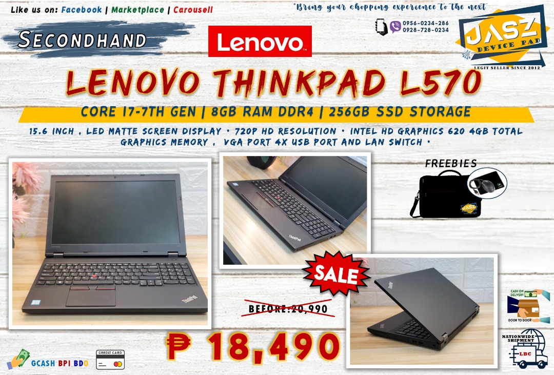 Lenovo ThinkPad L570 i7 7th Geb 8GB RAM 256GB SSD 15.6 INCH, Computers ...