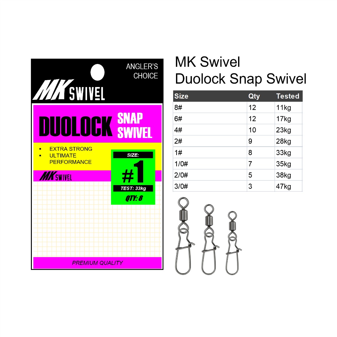 MK Swivel Duolock Snap Swivel, Sports Equipment, Fishing on Carousell
