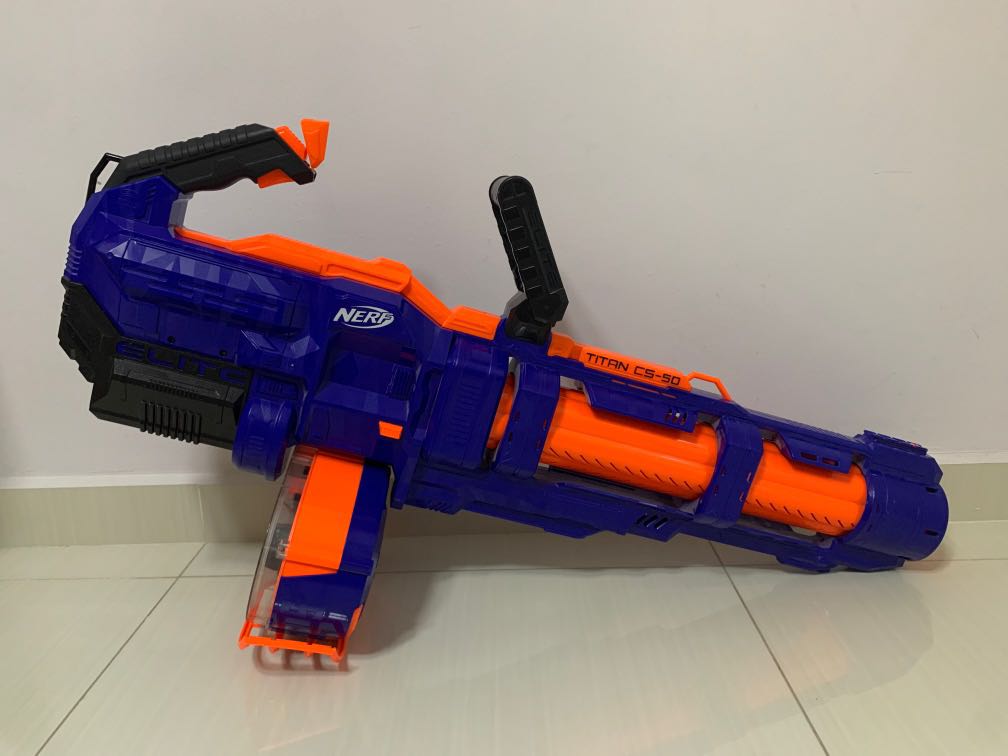 Nerf Elite Titan CS-50 Toy Blaster -- Fully Motorized, 50-Dart Drum ...