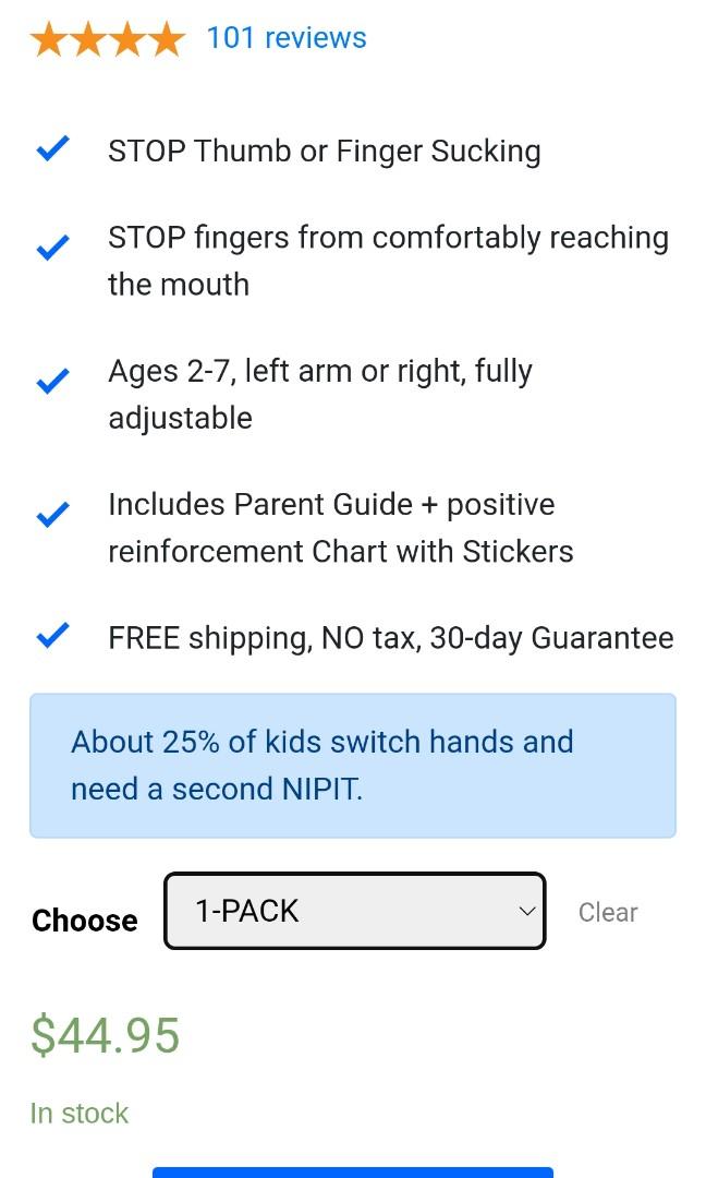 Nipit (guard against thumb sucking), Babies & Kids, Nursing & Feeding ...