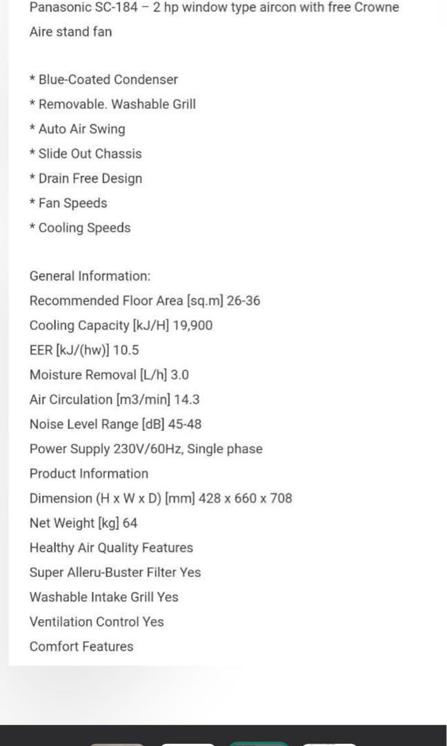 panasonic 2hp non inverter, TV & Home Appliances, Air Conditioning and ...