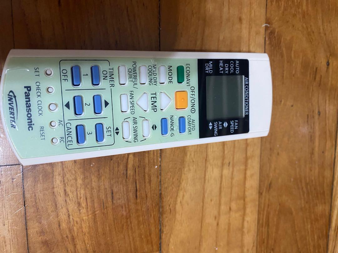 Panasonic inverter aircon remote control, TV & Home Appliances, TV ...