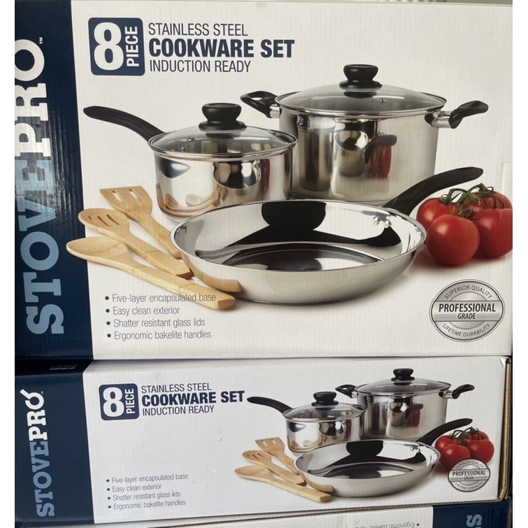 STOVE PRO 8PC STAINLESS STEEL COOKWARE SET PROFESSIONAL GRADE ...