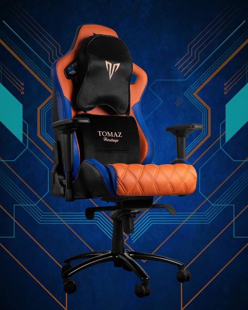 Tomaz Troy Gaming Chair (Orange/Blue) Goku, Furniture & Home Living ...