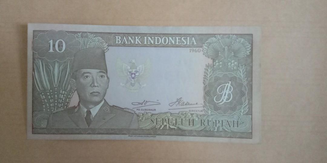 Uang Kertas Kuno seri Soekarno 1960 Rp.10,-, Antik, Uang Lama di Carousell
