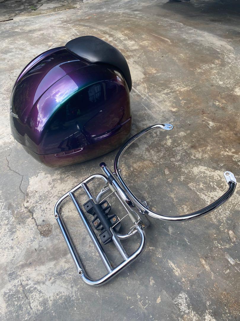 Vespa gts top box & rear rack, Motorbikes on Carousell