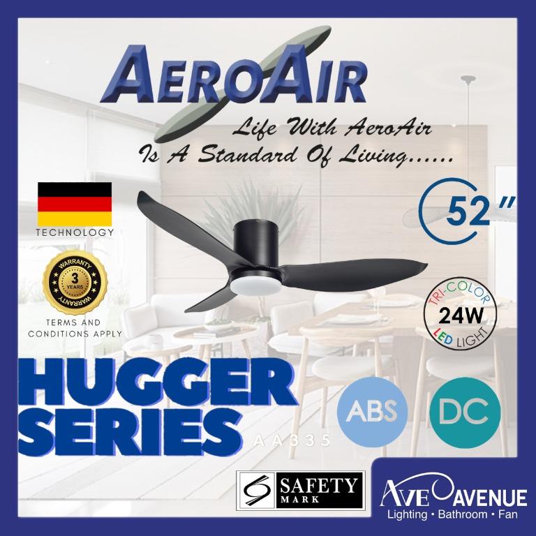 AEROAIR AA335 35/46/52 Inch DC Motor Ceiling Fan With 3-Tone LED Light ...