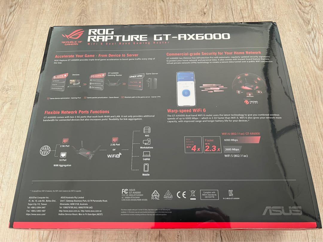 ASUS ROG RAPTURE GT-AX6000, Computers & Tech, Parts & Accessories ...