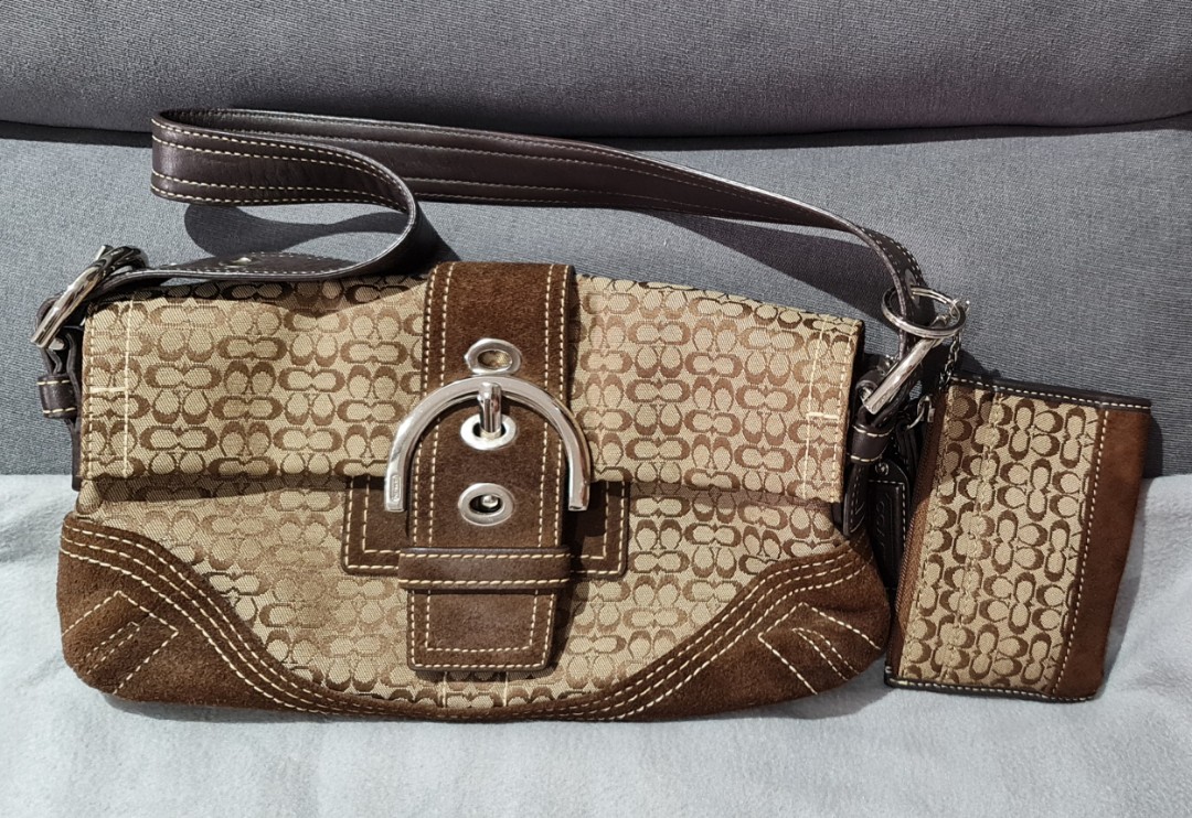 Coach Mini SoHo Baguette Khaki Shoulder B1ag, Women's Fashion, Bags ...
