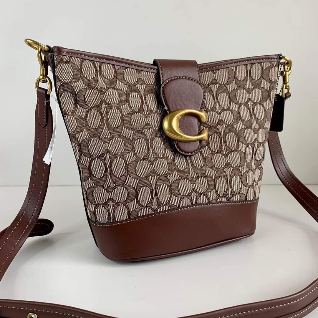 Coach Tali Bucket Bag in Signature Jacquard Oak Maple, Women's Fashion ...
