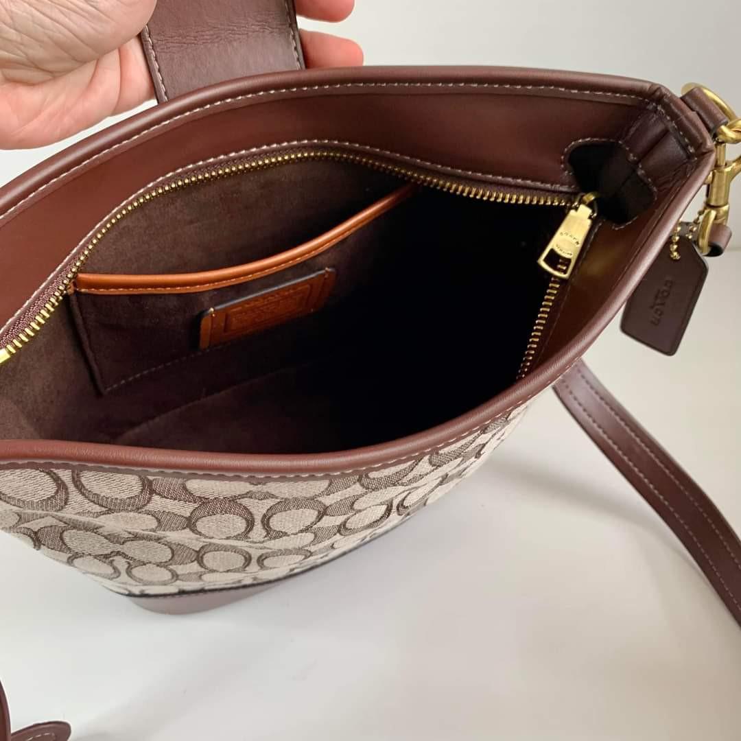 Coach Tali Bucket Bag in Signature Jacquard Oak Maple, Women's Fashion ...