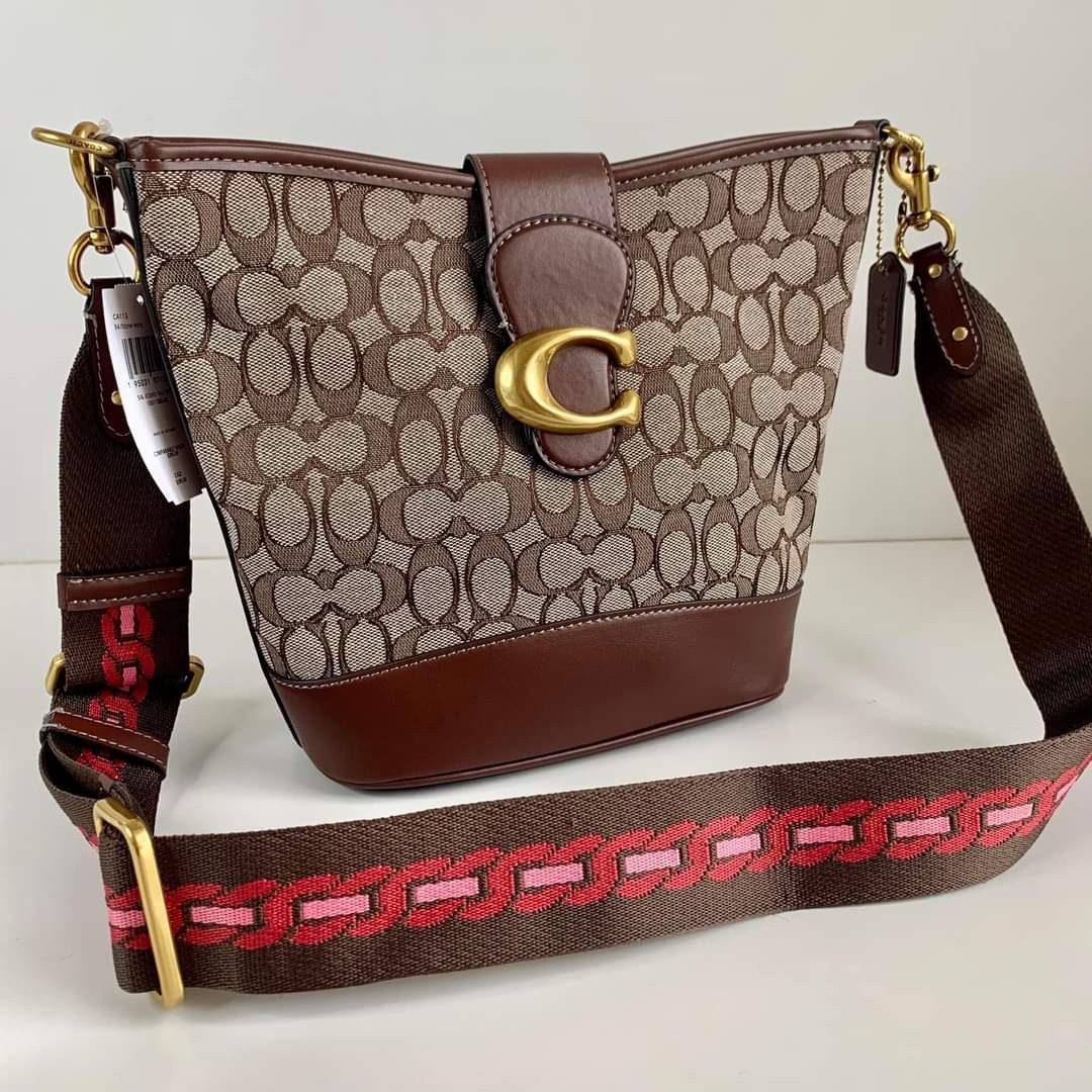 Coach Tali Bucket Bag in Signature Jacquard Oak Maple, Women's Fashion ...