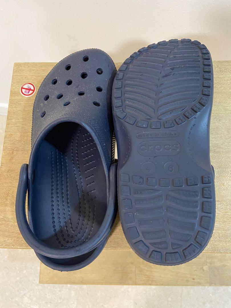 Crocs dark blue, Men's Fashion, Footwear, Flipflops and Slides on Carousell