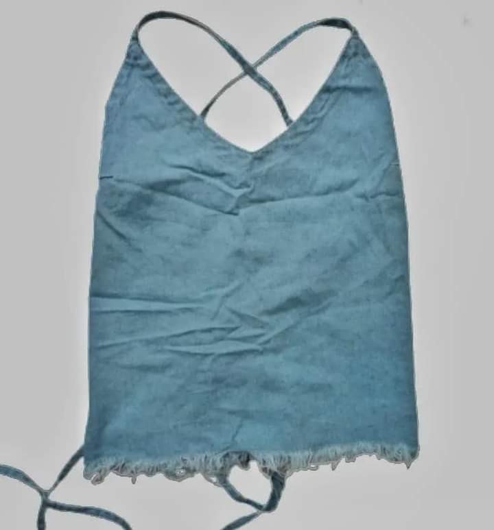 Denim Backless Top, Women's Fashion, Tops, Sleeveless on Carousell