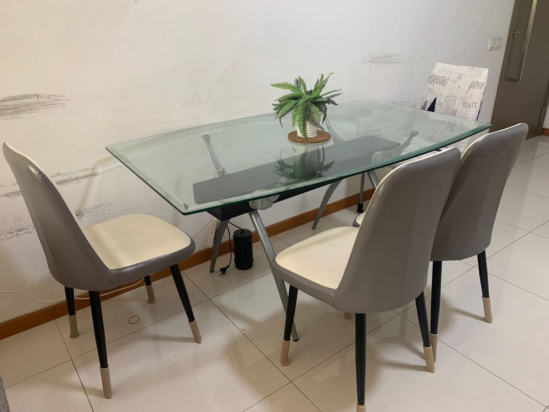 Dining Table With Chairs -MOVING OUT SALE!!, Furniture & Home Living ...