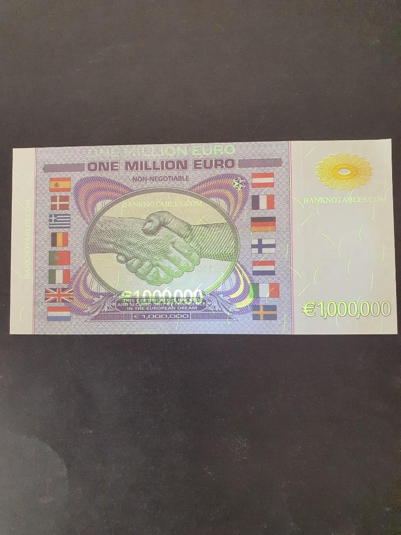 *EURO 1,000,000!!! *Fantasy Banknotes!!! With nice Watermark. Not Legal ...