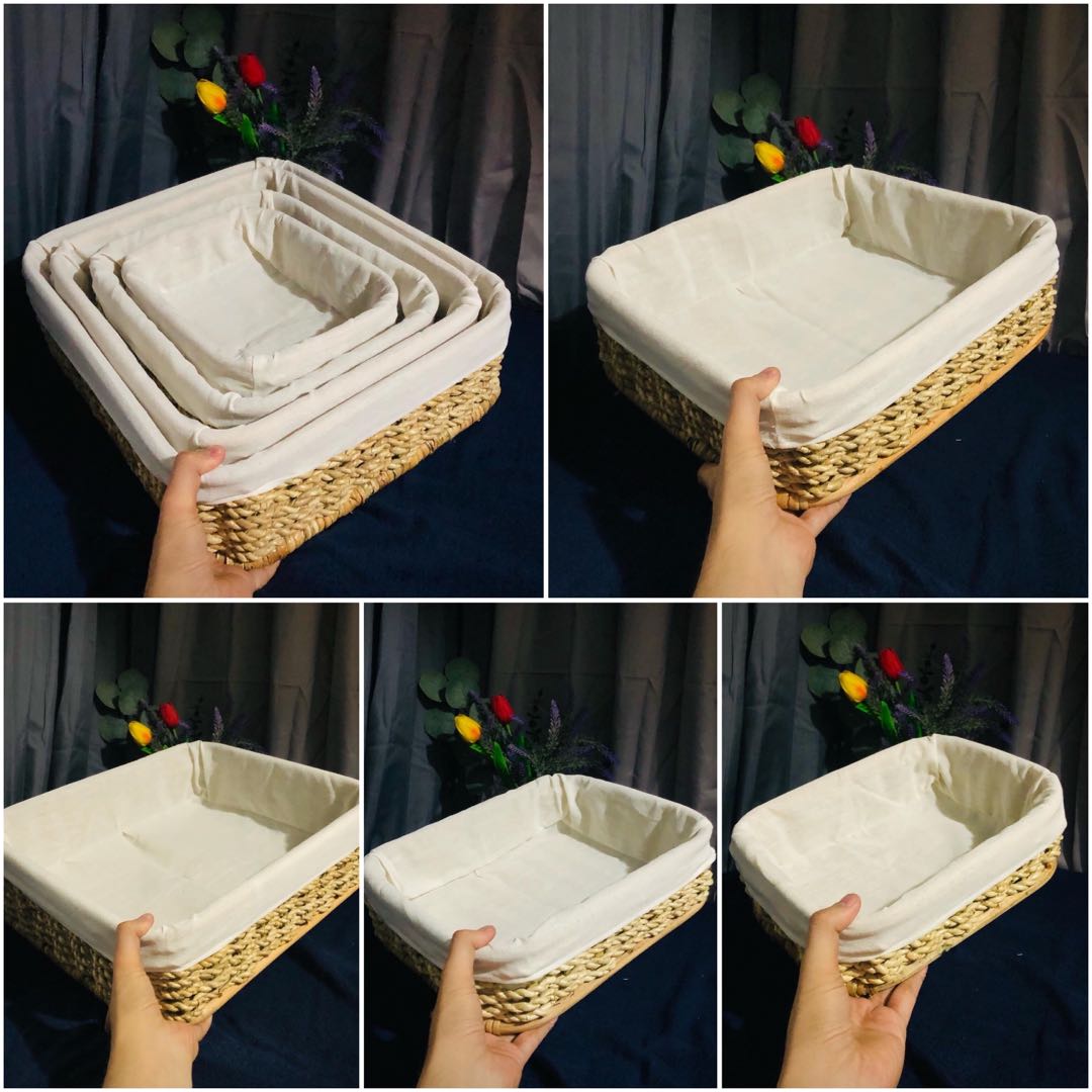 Handmade Rattan/Buri Rectangular Basket/Tray, Furniture & Home Living ...