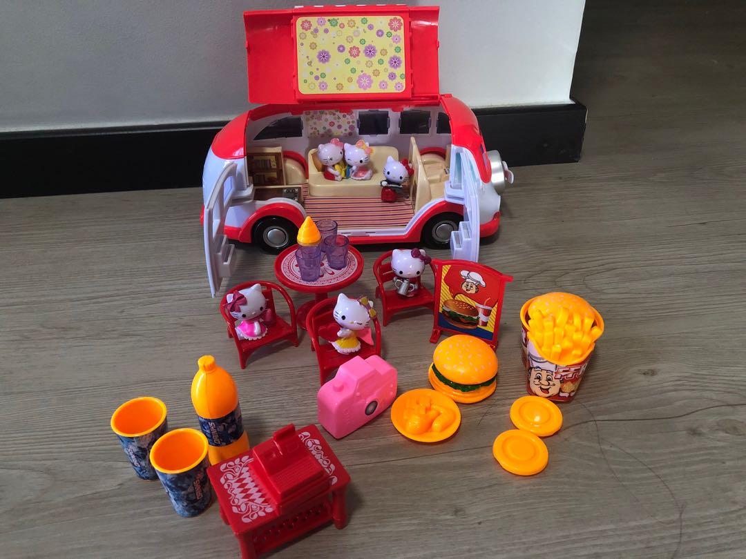 Hello kitty with van and food, Hobbies & Toys, Toys & Games on Carousell