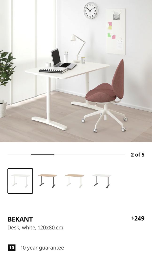 Ikea Bekant Study desk 120x80 as new, Furniture & Home Living ...