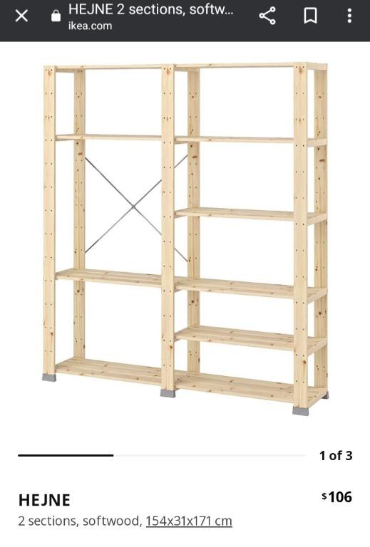 Ikea pine wood shelving unit, Furniture & Home Living, Furniture ...