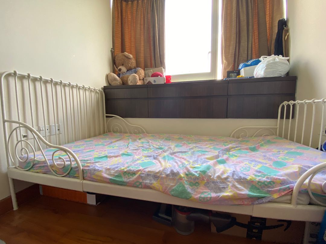 IKEA single extendable bed frame with mattress., Furniture & Home ...