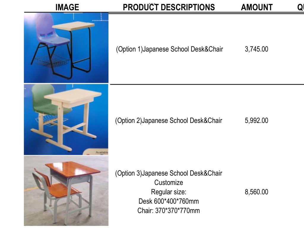 JAPANESE SCHOOL DESK SET, Furniture & Home Living, Furniture, Tables ...