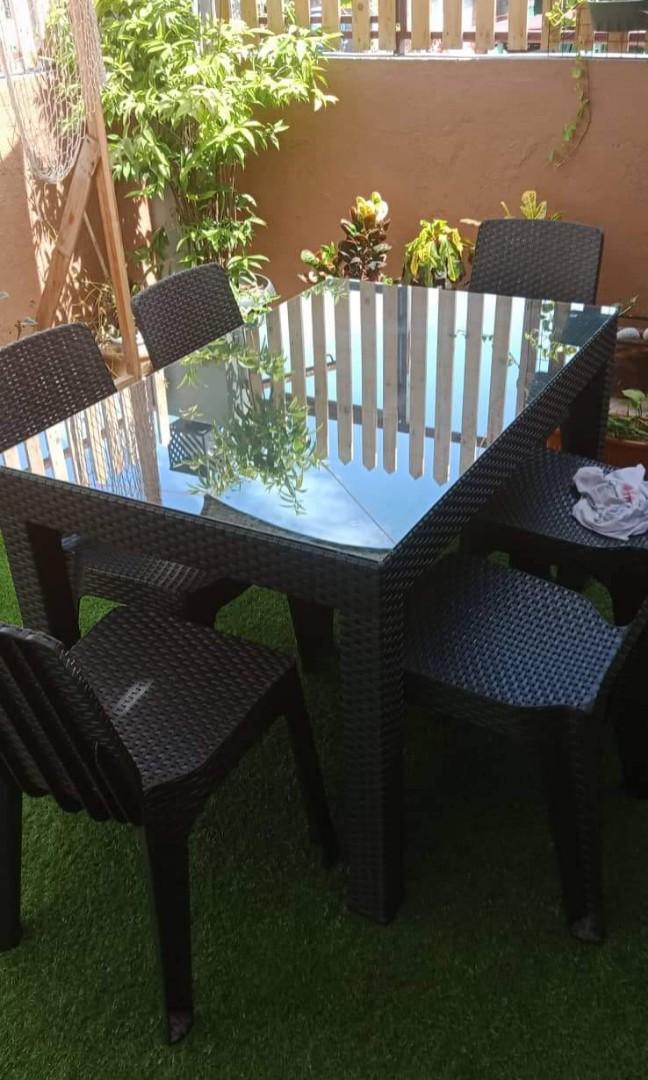 Modern rattan style plastic tables & chairs!!, Furniture & Home Living ...