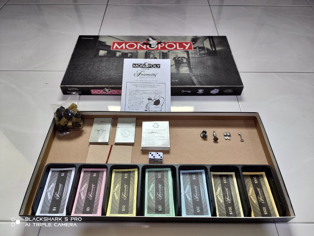 Monopoly Fairmont H&R Centennial Edition, Hobbies & Toys, Toys & Games ...