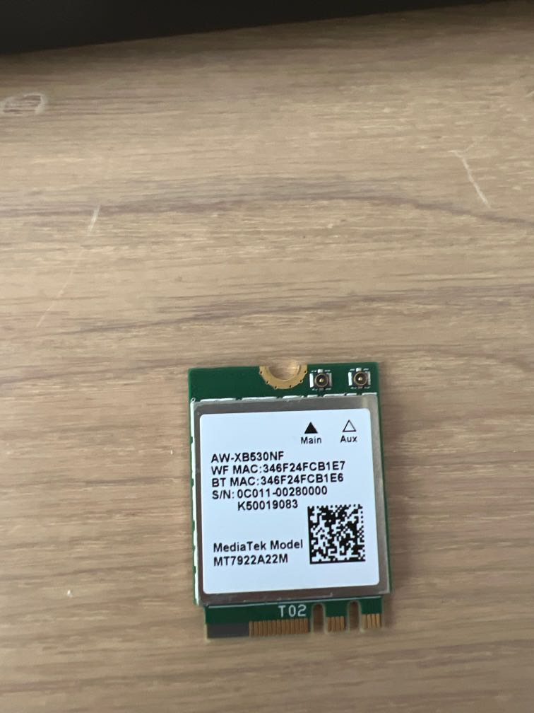 MediaTek 7922 Wi-Fi 6E wireless card, Computers & Tech, Parts ...