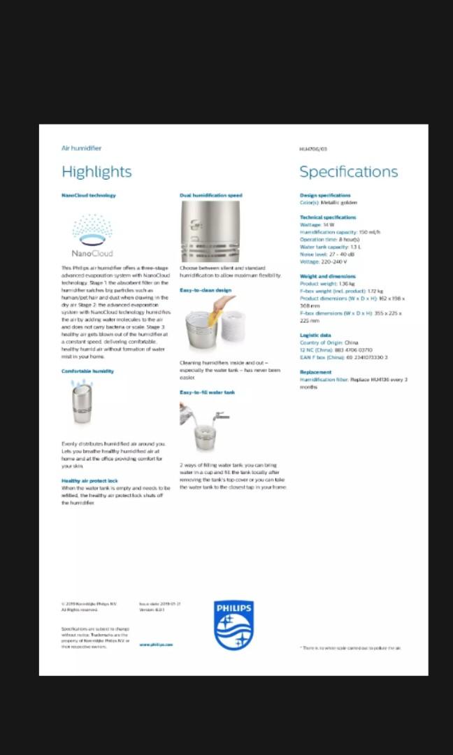 PHILIPS Series 1000 Humidifier, TV & Home Appliances, Air Purifiers ...