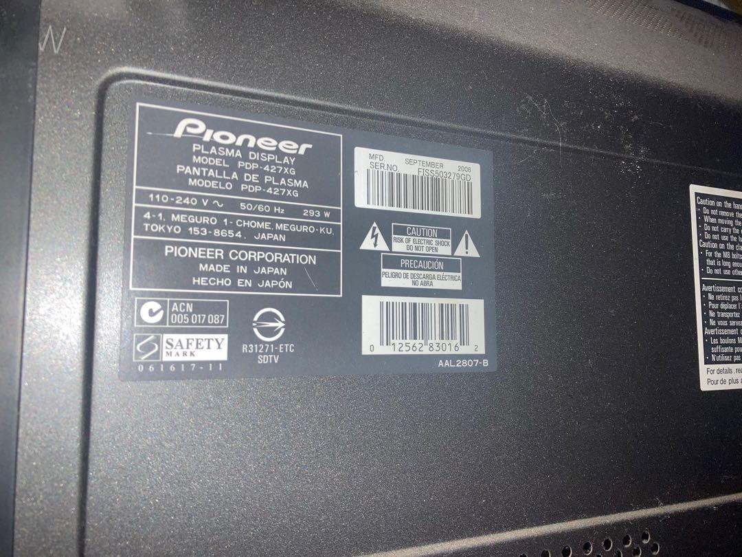 Pioneer PLASMA Tv, TV & Home Appliances, TV & Entertainment, TV on ...