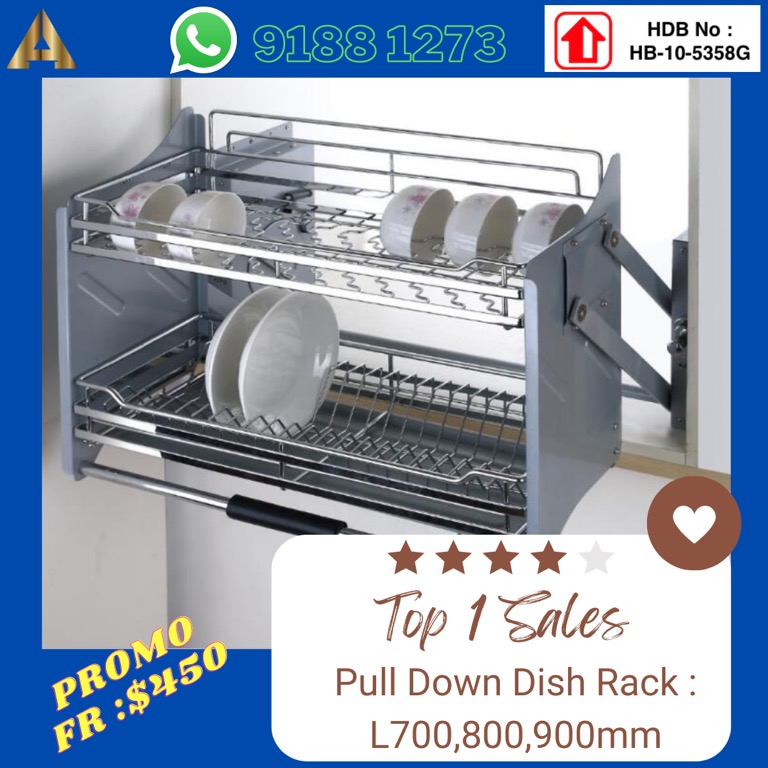 Pull Down Dish Rack, Kitchen cabinet Dish Rack, Furniture & Home Living ...