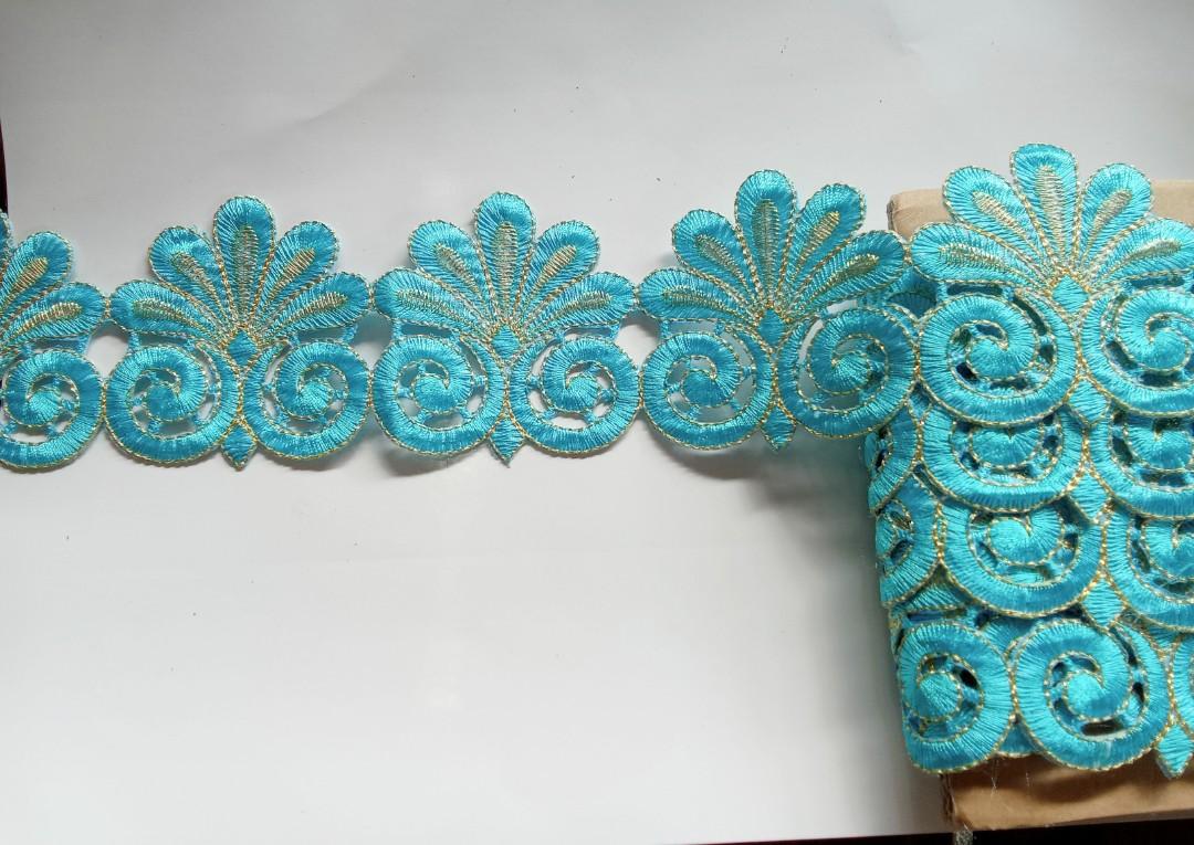 Renda bordir besar warna biru, Desain & Kerajinan Tangan, Alat & Bahan ...