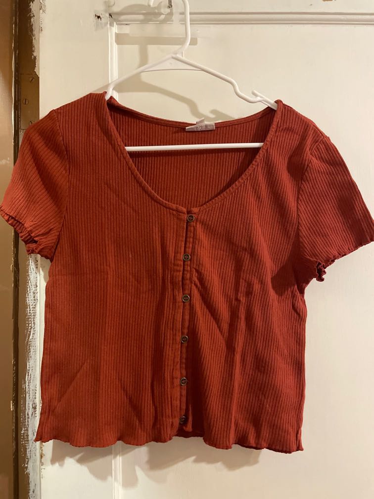 Rust Crop Top, Women's Fashion, Tops, Shirts on Carousell