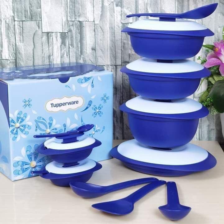 SET SERVING BLUE TUPPERWARE MURAH, Everything Else, Others on Carousell
