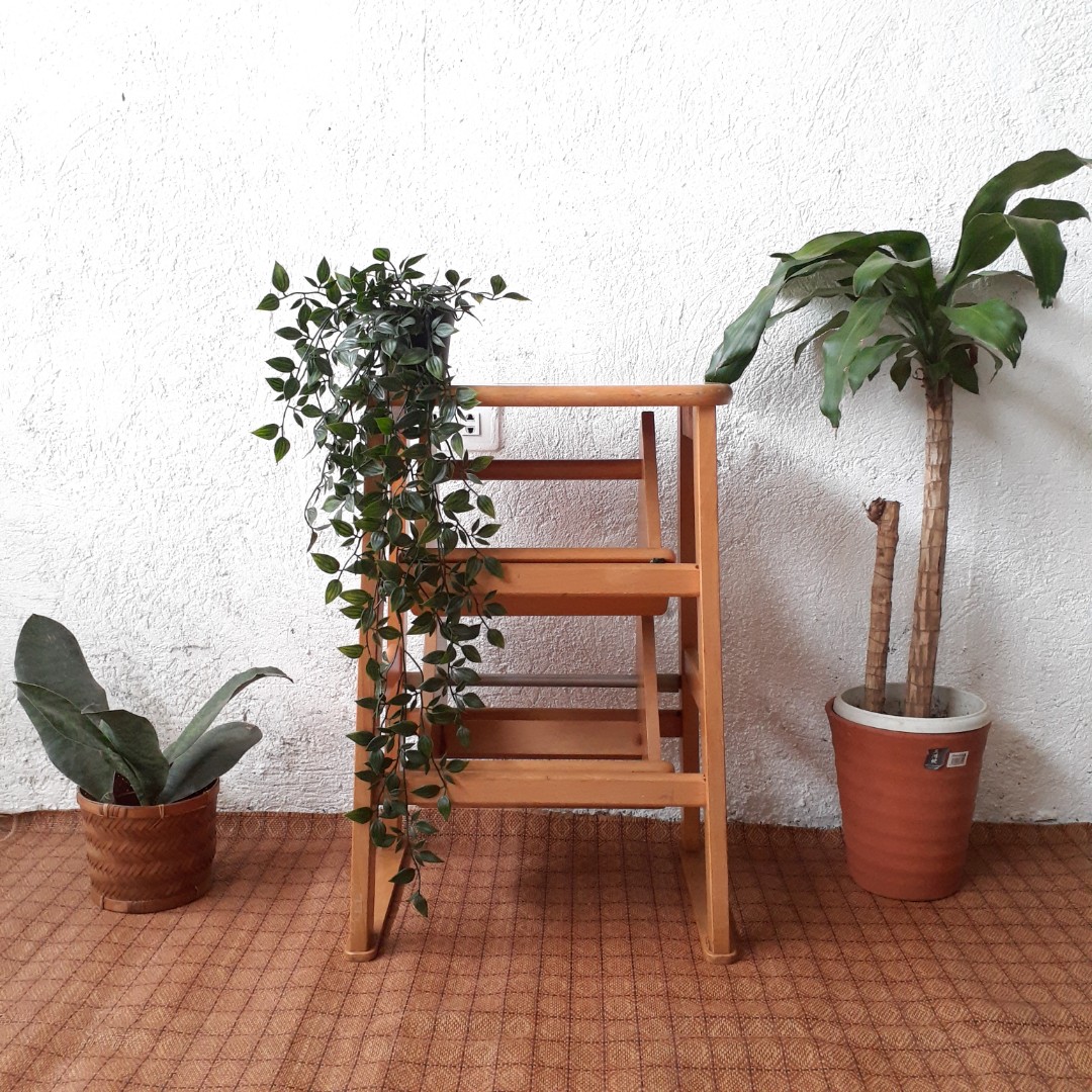 Solid wood 3 step stool ladder bar stool, Furniture & Home Living, Home ...