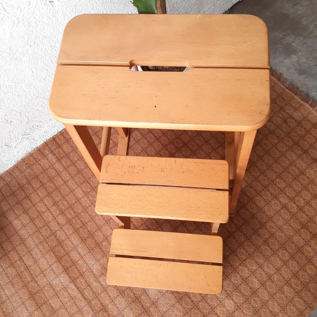 Solid wood 3 step stool ladder bar stool, Furniture & Home Living, Home ...