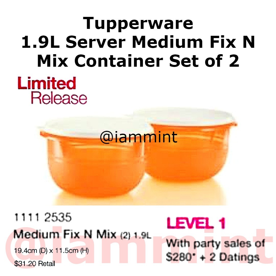 Tupperware 1.9L Festive Server Medium Fix N Mix Round Container Set of ...