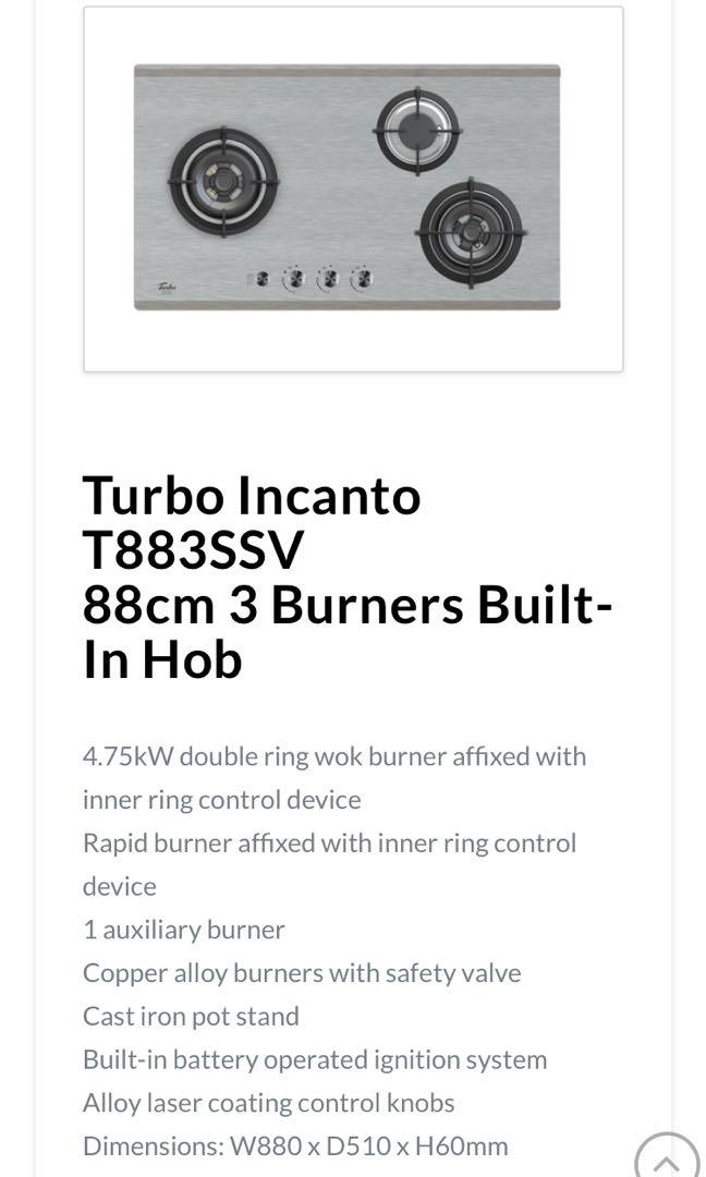 Turbo Incanto T883SSV hob for LPG, TV & Home Appliances, Kitchen Appliances, Hobs & Hoods on ...