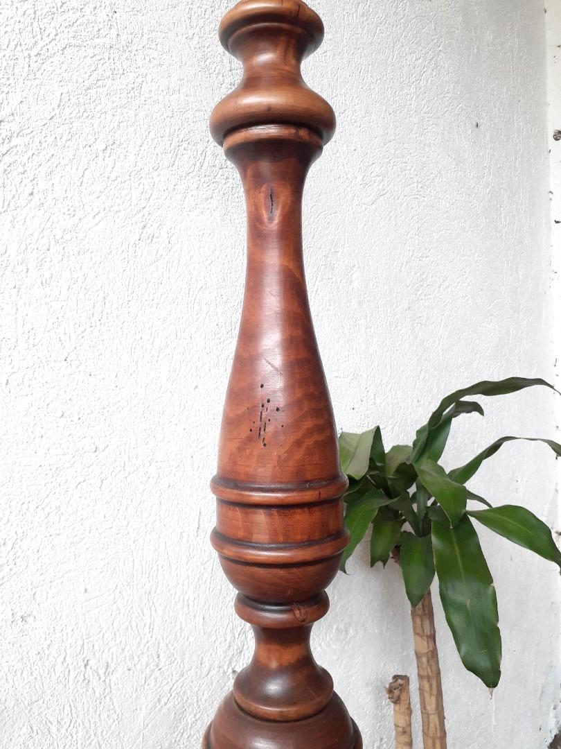 Vintage turned wood spindle tall candlestick floor lamp french colonial ...